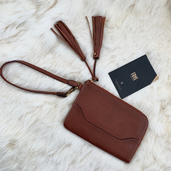 Frye | Bags | New Frye Paige Wristlet With Tassels Brown Cognac | Poshmark